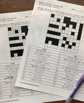 Computer Science Number Systems Conversion Cross Puzzle TPT