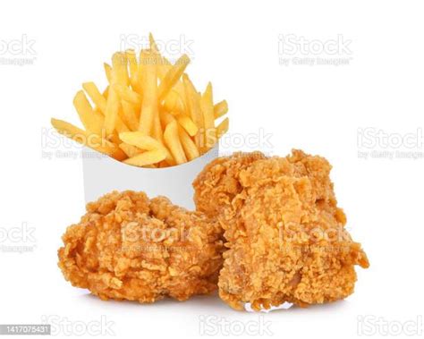 흰 종이 상자에 감자 튀김과 흰색에 고립 된 프라이드 치킨 닭고기 튀김에 대한 스톡 사진 및 기타 이미지 닭고기 튀김