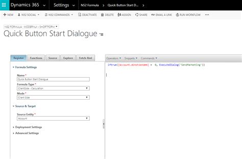 Xrm Formula 147 Execute A Dialog Using A Quick Button · North52 Support