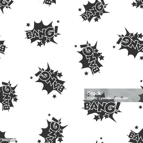 쾅 만화 음향 효과 완벽 한 패턴 배경 비즈니스 평면 벡터 일러스트입니다 만화 만화 식 기호 기호 패턴 플레이 Brand