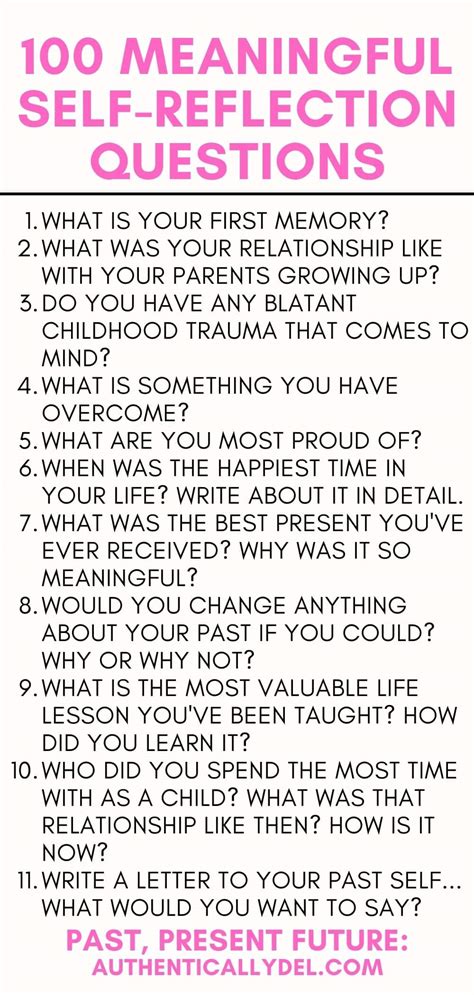 100 Powerful Self Reflection Questions To Ask Yourself Authentically Del