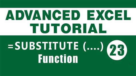 23 Microsoft Excel Advanced Tutorials Substitute Function It Plus Sinhala Youtube