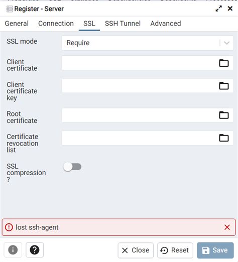 Postgresql Pgadmin For The Connection I Got Error Lost Ssh Agent Error Stack Overflow