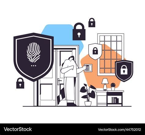 Woman Touching Fingerprint Scanner Girl Royalty Free Vector