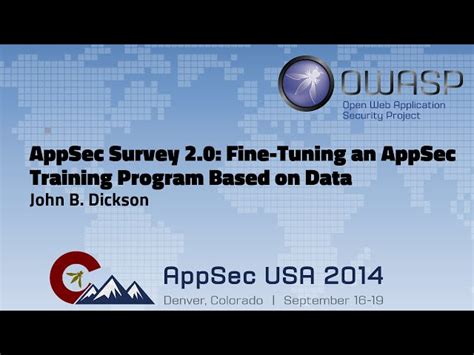 Free Video Appsec Training Program Fine Tuning Based On Survey Data Owasp Appsecusa 2014 From