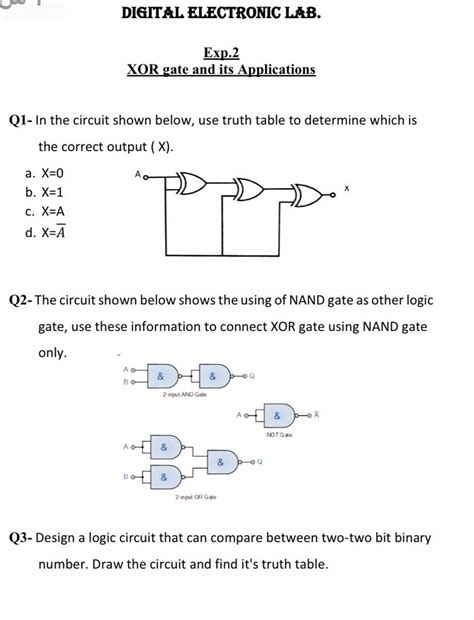 Solved Exp XOR Gate And Its Applications Q In The Chegg