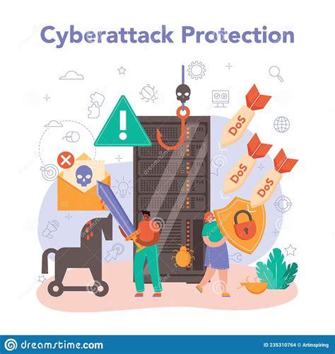 Cyber Or Web Security Digital Data Protection And Database Safety Stock Vector Illustration