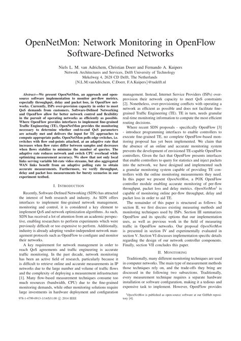 Pdf Opennetmon Network Monitoring In Openflow Software Defined Networks