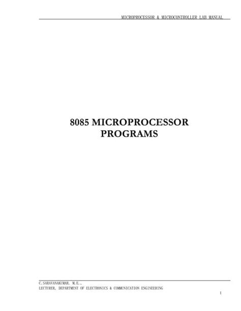 Intel 8085 Smallest Number In A Data Array Ppt