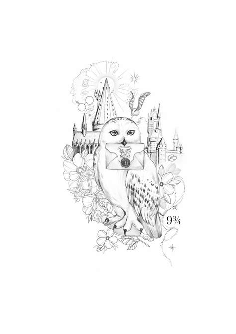 Tattoo Sketch Harry Potters Ideas Hedwig Harry Potter Tattoos Harry