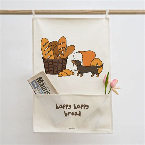 Happy Happy Bread B 포켓 패브릭 포스터 일러스트 두꺼비집 가리개