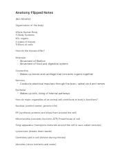 Anatomy Flipped Notes Organization Of The Body And Cell Course Hero