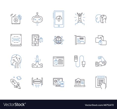 Artificial Intelligence Outline Icons Collection Vector Image