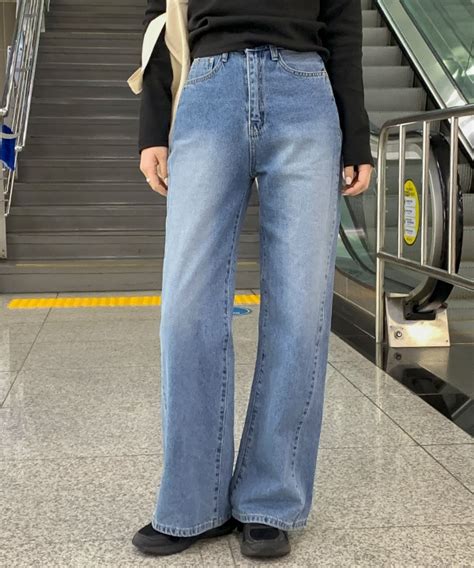 여름신상 필리 와이드 데님팬츠 3 Size 청바지연청하이웨스트출근룩 리얼코코
