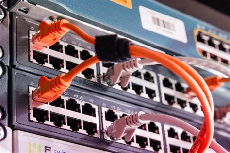 Ethernet Cables Connected To Server Switch Stock Photo Image Of Connection Business 264056596