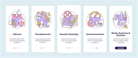 Premium Vector Most Common Genetic Disorders Onboarding Mobile App Page Screen With Concepts