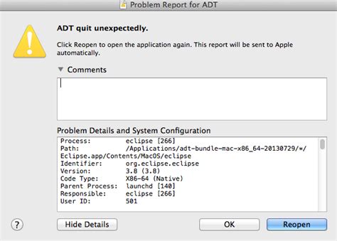 Adt Quit Unexpectedly Error On Mac Osx Android Eclipse Sdk Code2care