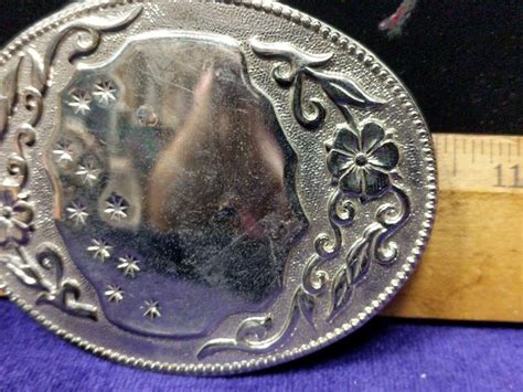 Vintage Shiny Chrome Scrolling Tone Engrave Metal Be Gem