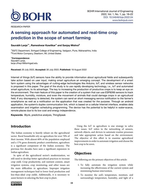 A Sensing Approach For Automated And Real Time Crop Prediction In The