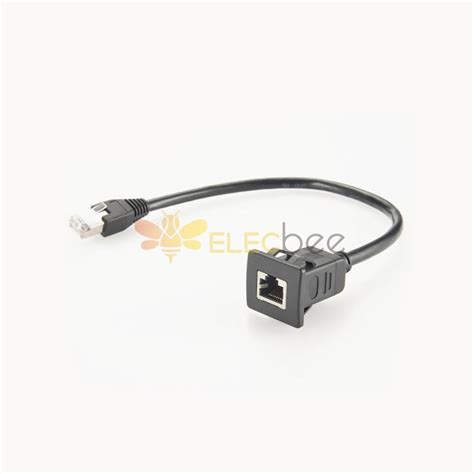 Elecbee Rj45 Cat 5e Panel Mount Snap In Fast Speed Cat5e Ethernet Network Extension Cable 1 Meter