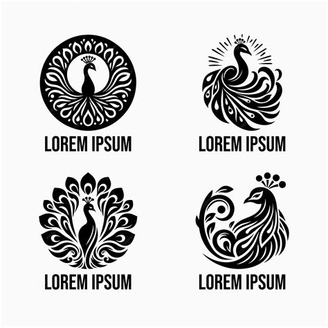 Black And White Peacock Vector Art Illustration Silhouette Logo Design Premium Ai Generated Vector