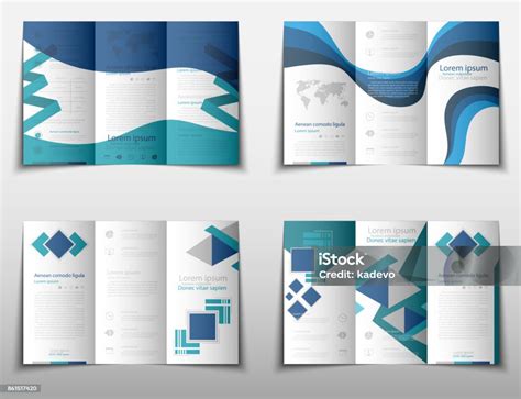 แผ่นพับปกนําเสนอพื้นหลังเรขาคณิตนามธรรมเค้าโครงในขนาด A4 พับสีฟ้าชุดเทคโนโลยีรายงานประจํ
