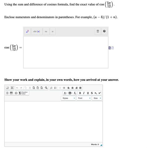 Solved Using The Sum And Difference Of Cosines Formula