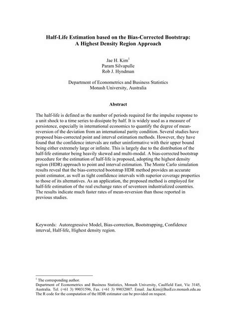 Pdf Half Life Estimation Based On The Bias Corrected Bootstrap Dokumentips