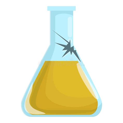 Cracked Chemical Flask Containing Yellow Liquid Illustrating Chemical
