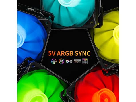 5 Pc 120mm Hydraulic Pwm Cpu Rgb Fan