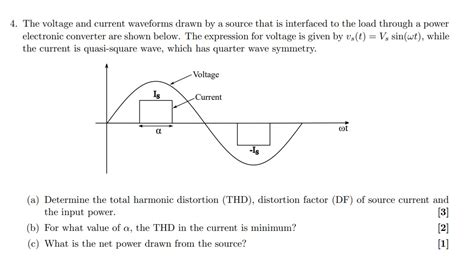 Solved The Voltage And Current Waveforms Drawn By A Source Chegg