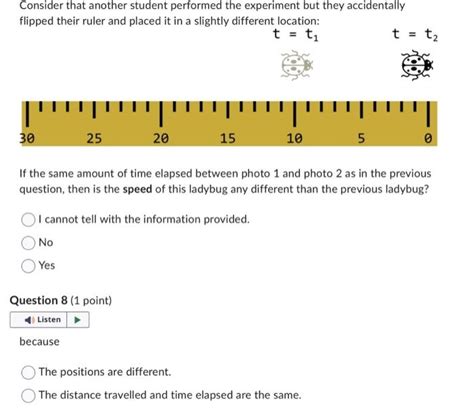 Solved A Ladybug Is Walking Next To A Ruler As Shown Below