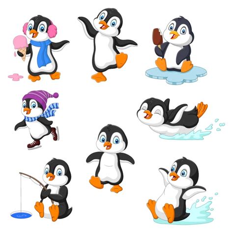 8 Cartoon Penguins Character Masterbundles