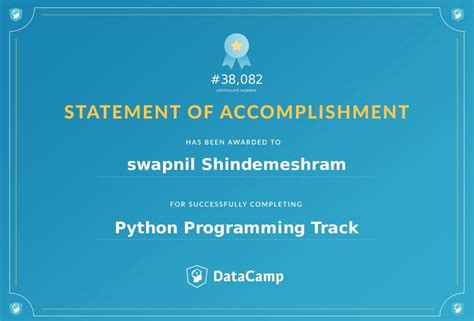 Swapnil Shindemeshram On Linkedin Completed Python Programming Track On Datacamp