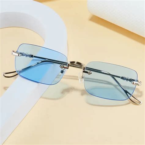 Half Rimless Vintage Womens Metal Oval Frame Eyeglasses Temu