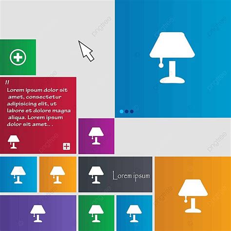 Vector Set Of Modern Interface Website Buttons With Cursor Pointer Featuring Table Lamp Icon