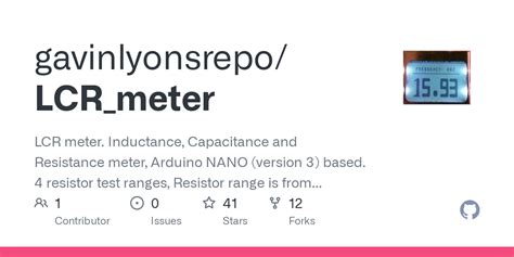 GitHub Gavinlyonsrepo LCR Meter LCR Meter Inductance Capacitance And Resistance Meter