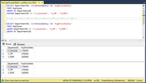 Difference Between Having And Where Clause In Sql Server