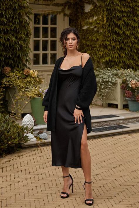 Купити Чорна сукня комбінація з боковим розрізом міді колір зелений матеріал штучний шовк