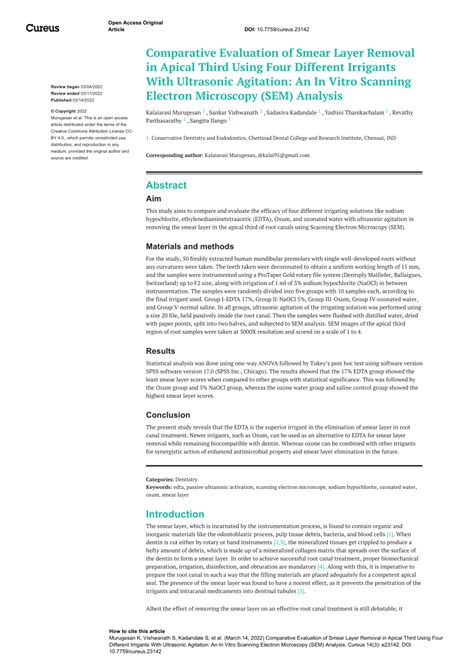 Pdf Comparative Evaluation Of Smear Layer Removal In Apical Third