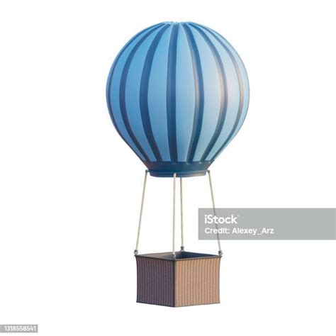 흰색 배경에 고리버들 바구니가 있는 풍선 3d 렌더링 디자인에 대한 공백 레이아웃 격리 3차원 형태에 대한 스톡 사진 및 기타 이미지 Istock