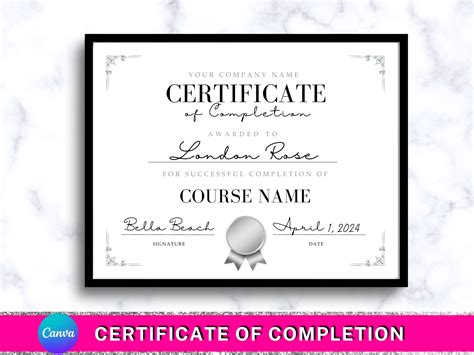 Certificate Of Completion Template Class Completion Award