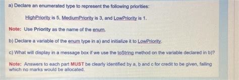 solved a declare an enumerated type to represent the