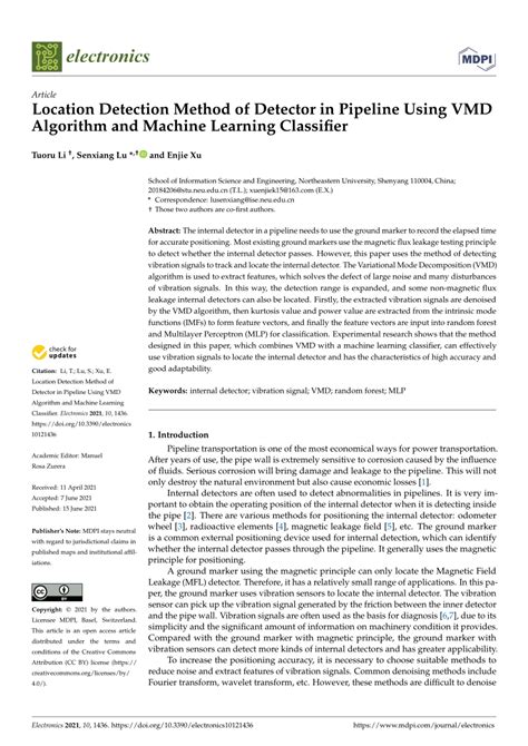pdf location detection method of detector in pipeline using vmd
