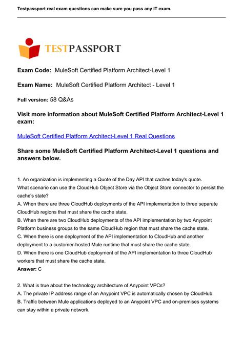 Mulesoft Certified Platform Architect Level 1 Real Exam Questions Pdf