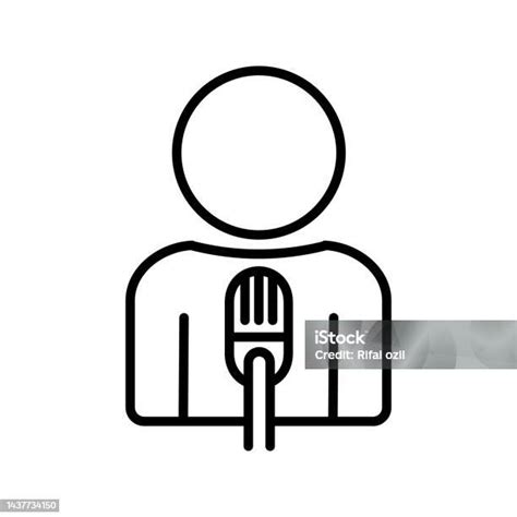 팟캐스터 팟캐스팅 팟캐스트 호스트 아이콘 로고 디자인 벡터 템플릿 그림 기호 및 기호 픽셀 완벽 가수에 대한 스톡 벡터 아트 및 기타 이미지 Istock