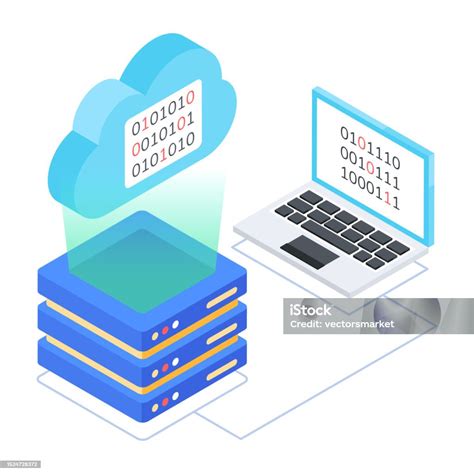 database web hosting server and cloud management isometric stock