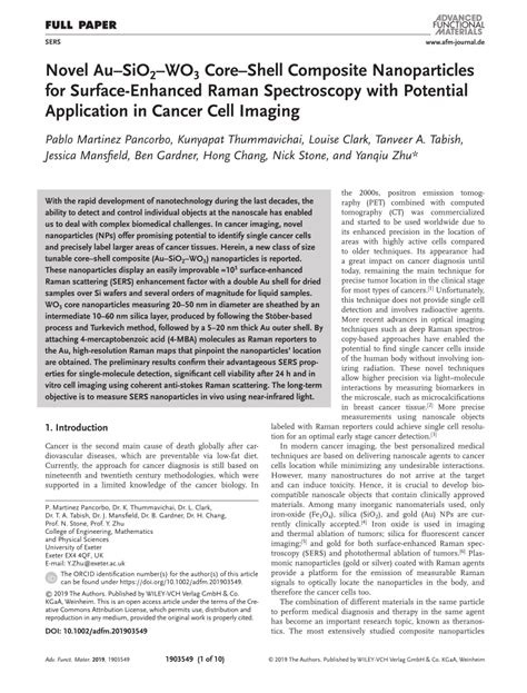 Pdf Novel Au Sio2 Wo3 Core Shell Composite Nanoparticles For Surface‐enhanced Raman