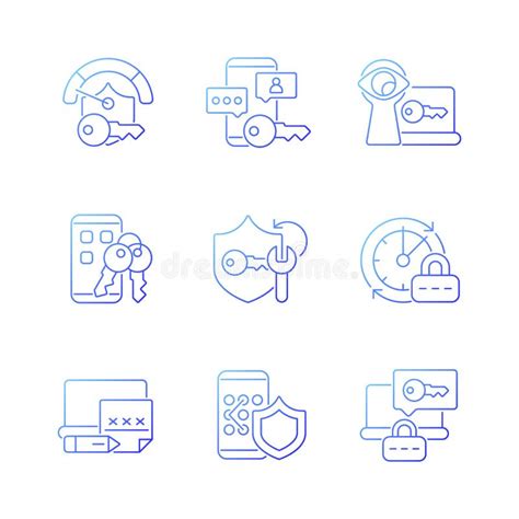 Password Requirements Gradient Linear Vector Icons Set Stock Vector Illustration Of Phone