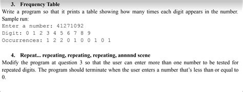 Solved 3 Frequency Table Write A Program So That It Prints